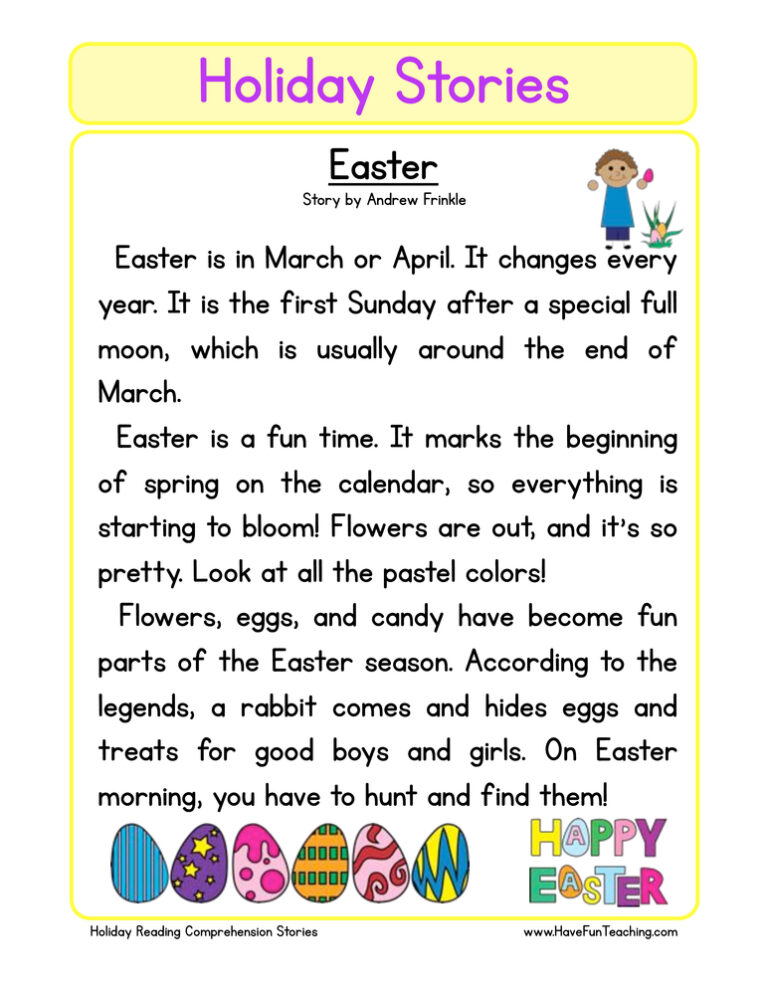 Easter Reading Comprehension Worksheet - Have Fun Teaching