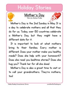 Mothers Day Reading Comprehension Worksheet - Have Fun Teaching
