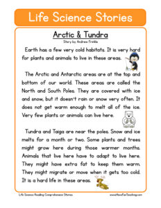 Arctic and Tundra Life Science Reading Comprehension Worksheet - Have ...