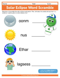 Solar Eclipse Word Scramble Worksheet - Have Fun Teaching