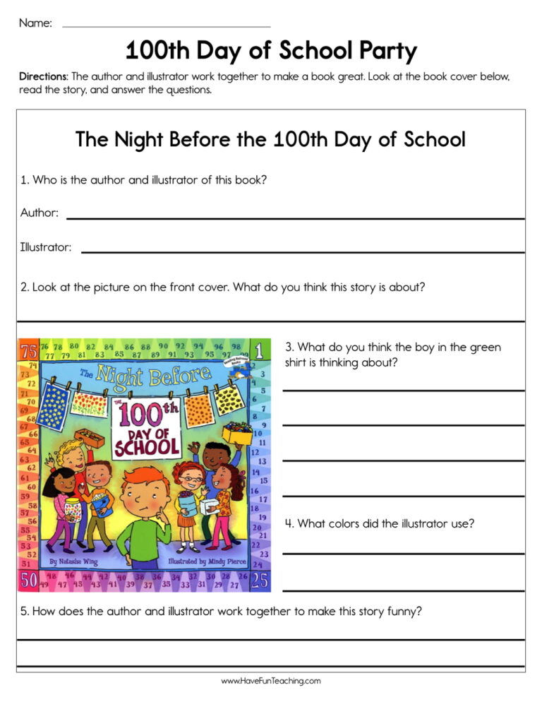 100th Day of School Party Worksheet - Have Fun Teaching