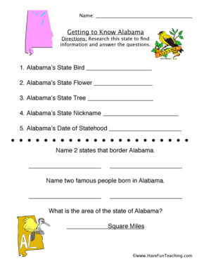 Alabama Worksheet - Have Fun Teaching