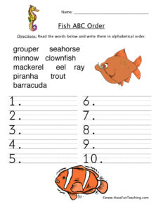 Fish Alphabetical Order Worksheet - Have Fun Teaching