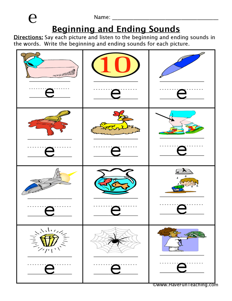 Beginning And Ending Sounds Beginning And Ending Sounds