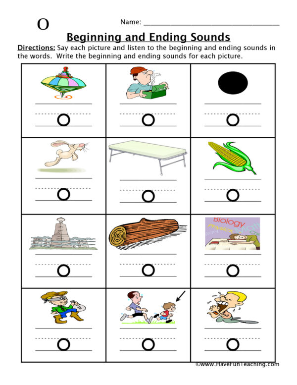 Short O Words Beginning and Ending Sounds Worksheet - Have Fun Teaching