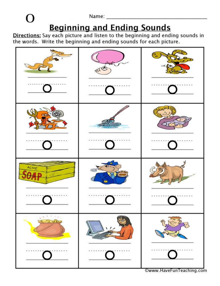 Short O Beginning and Ending Sounds Worksheet - Have Fun Teaching