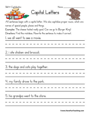 Correct the Capitalization Errors Worksheet - Have Fun Teaching
