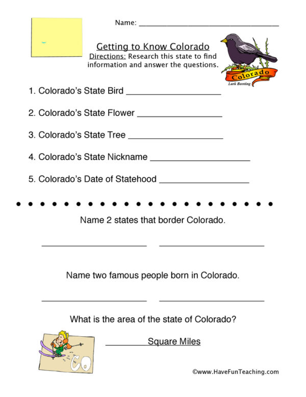 Colorado Worksheet - Have Fun Teaching