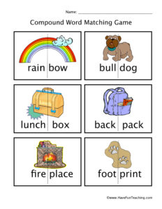 Compound Words Matching Worksheet - Have Fun Teaching