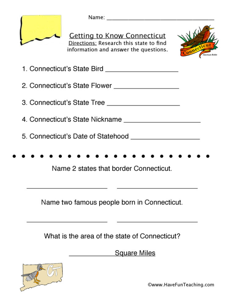 Connecticut Worksheet - Have Fun Teaching