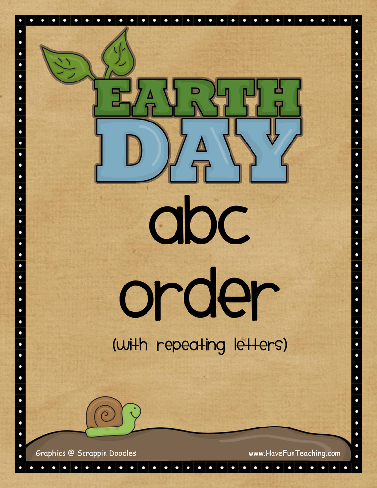 Earth Day Hard Alphabetical Order Activity - Have Fun Teaching