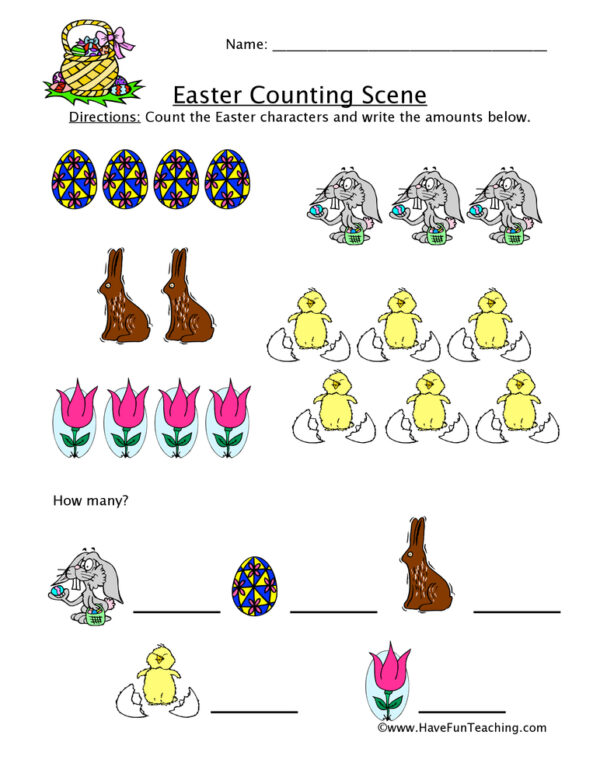 Easter Counting Worksheet - Have Fun Teaching