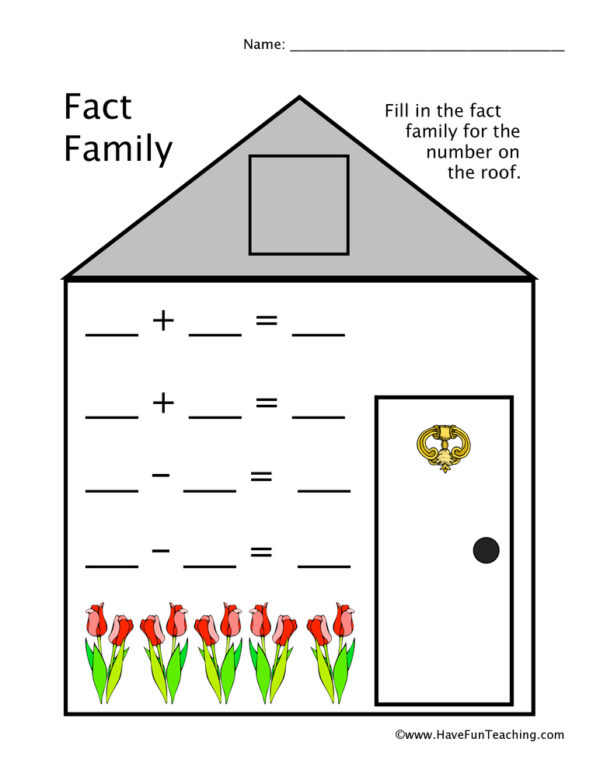 Fact Family Worksheet - Have Fun Teaching