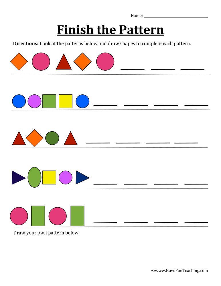 Finish The Shapes Pattern Worksheet Have Fun Teaching