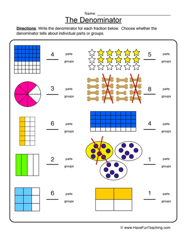 Fifths, Sixths, Sevenths Fractions Worksheet - Have Fun Teaching