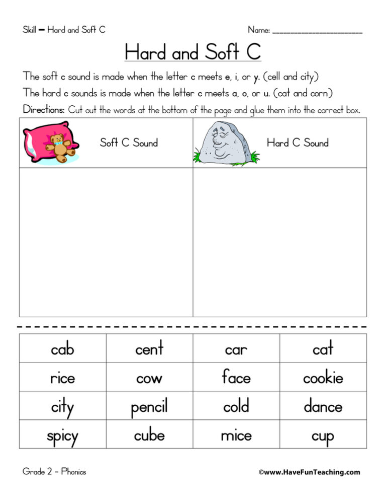 Hard C and Soft C Worksheet - Have Fun Teaching