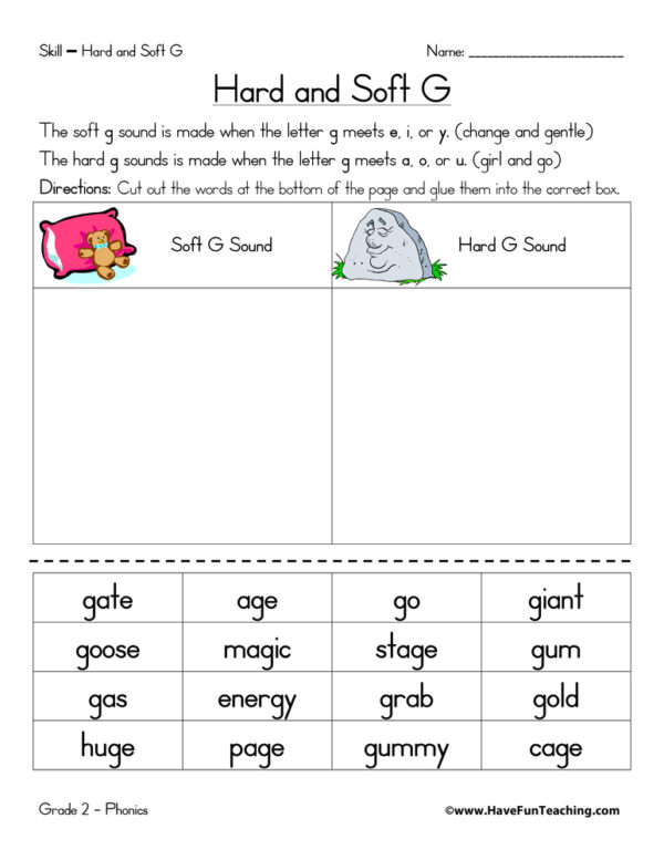 Hard G and Soft G Worksheet - Have Fun Teaching