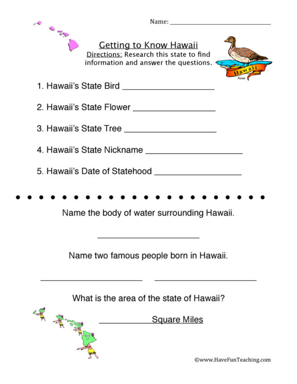 Hawaii Worksheet - Have Fun Teaching