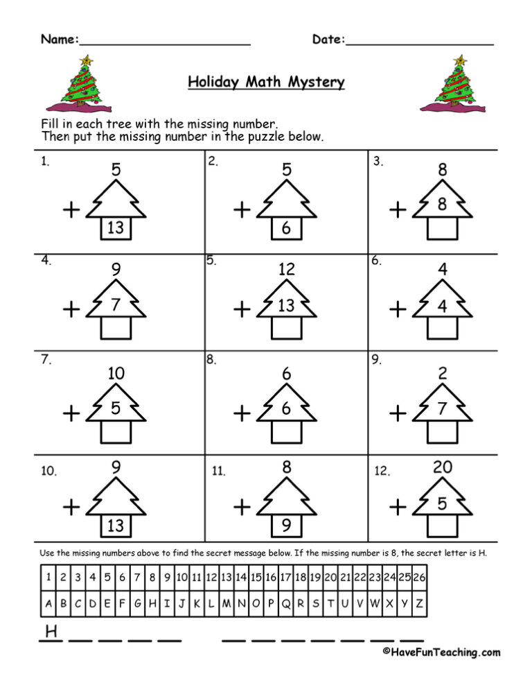 Christmas Addition Worksheet - Have Fun Teaching