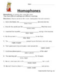 Homophones Fill in the Blank Worksheet - Have Fun Teaching