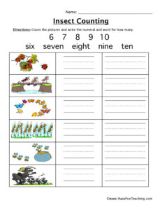 Insect Counting Numbers 6 - 10 Worksheet - Have Fun Teaching