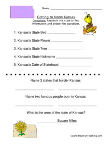 Kansas Worksheet - Have Fun Teaching