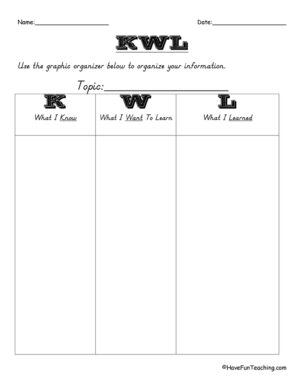 KWL Graphic Organizer - Have Fun Teaching