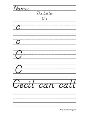 Letter C D'Nealian Script Handwriting Practice Worksheet - Have Fun ...