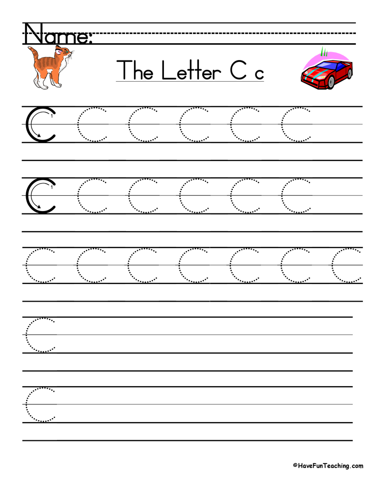 Letter C Handwriting Practice Worksheet Have Fun Teaching Letter C Handwriting Practice Worksheet Have Fun Teaching