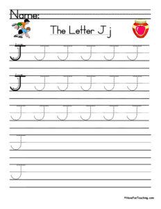 Letter J Handwriting Practice Worksheet - Have Fun Teaching