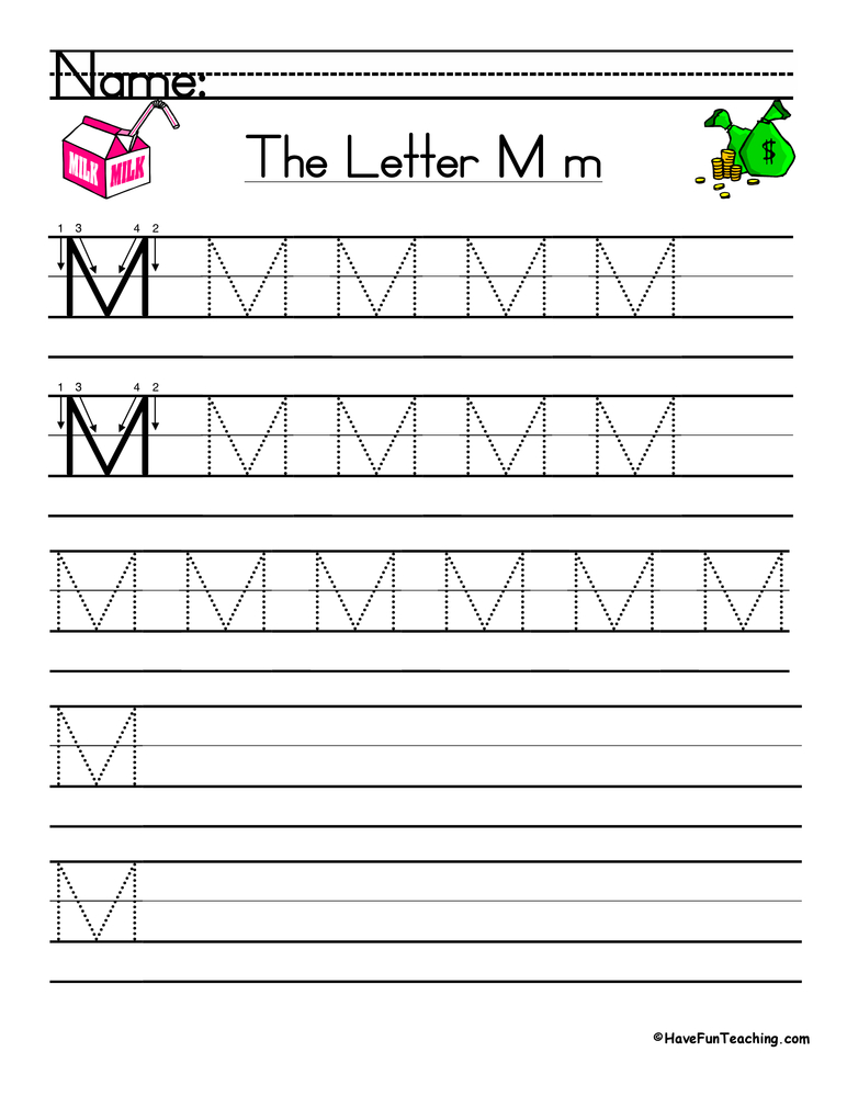 Letter M Handwriting Practice Worksheet Have Fun Teaching Letter M Handwriting Practice Worksheet Have Fun Teaching