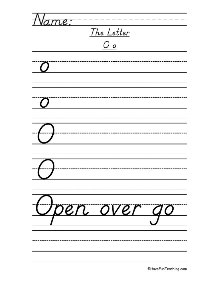 Letter O D'Nealian Style Handwriting Practice Worksheet - Have Fun Teaching