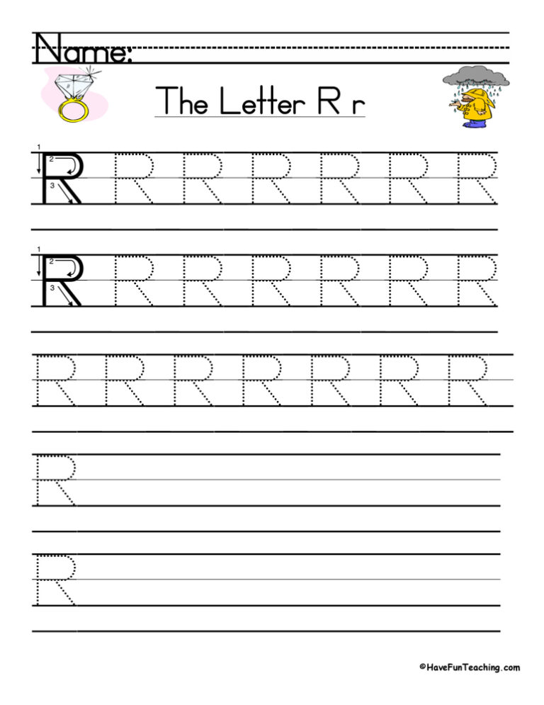 Letter R Handwriting Practice Worksheet - Have Fun Teaching