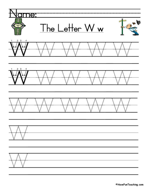 Letter W Handwriting Practice Worksheet - Have Fun Teaching