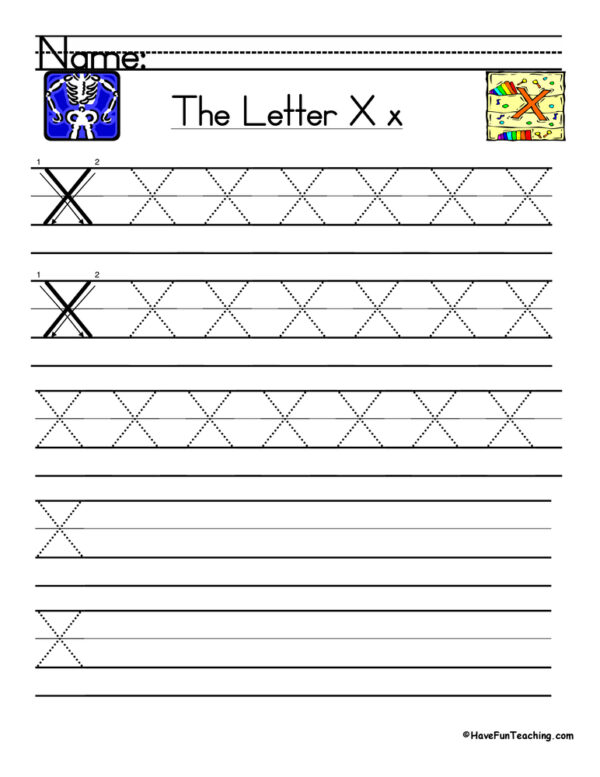 Letter X Handwriting Practice Worksheet - Have Fun Teaching