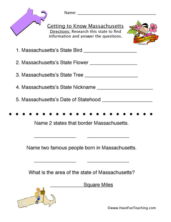 Massachusetts Worksheet - Have Fun Teaching