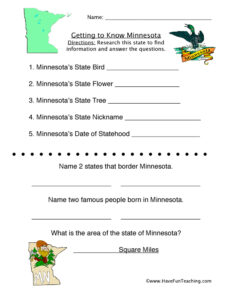 Minnesota Worksheet - Have Fun Teaching