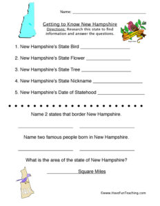New Hampshire Worksheet - Have Fun Teaching