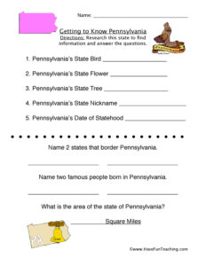 Pennsylvania Worksheet - Have Fun Teaching