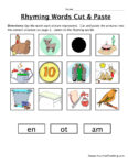 Rhyming Words -en, -ot, -am Cut and Paste Worksheet - Have Fun Teaching