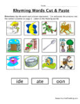 Rhyming Words -ide, -ate, -oon Cut and Paste Worksheet - Have Fun Teaching