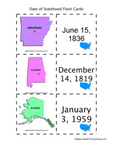US State Statehood Dates Flash Cards - Have Fun Teaching