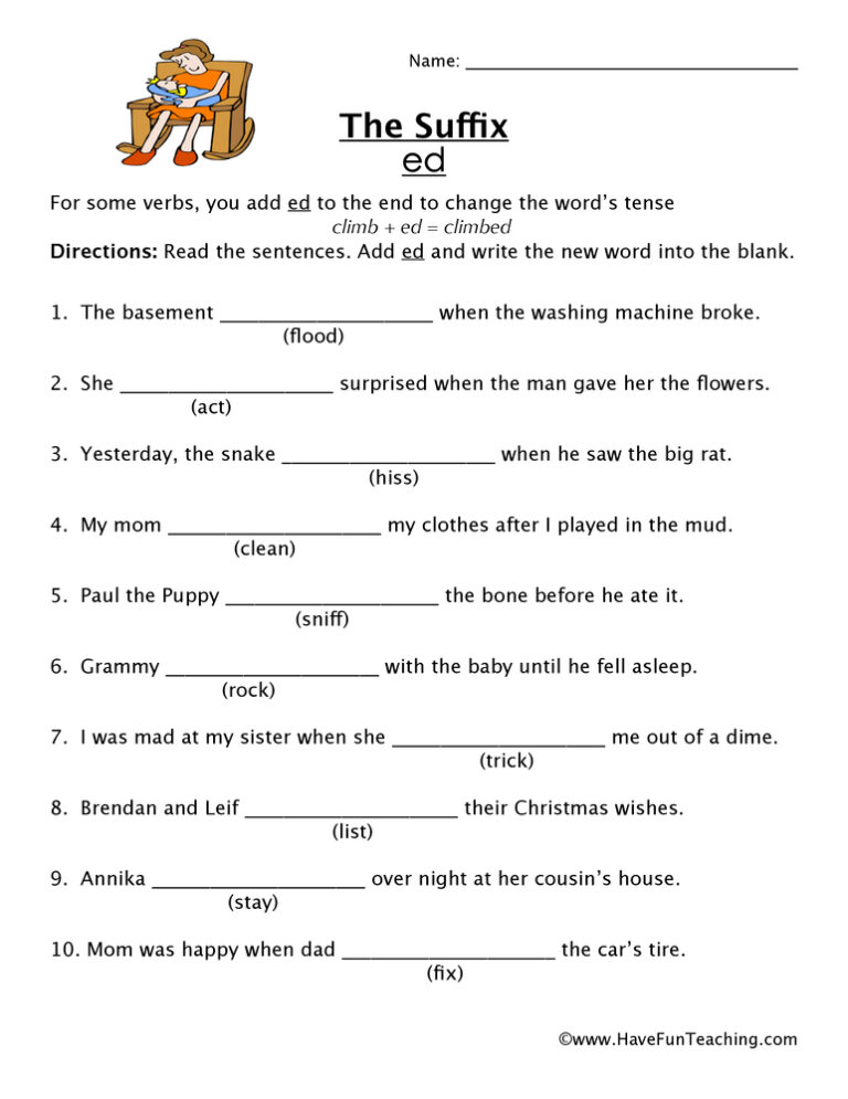 Add ED Suffix Worksheet - Have Fun Teaching