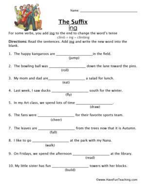 Suffix ING Worksheet - Have Fun Teaching