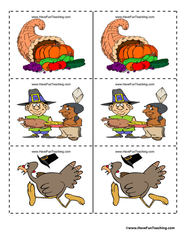 Thanksgiving Matching Game Activity - Have Fun Teaching