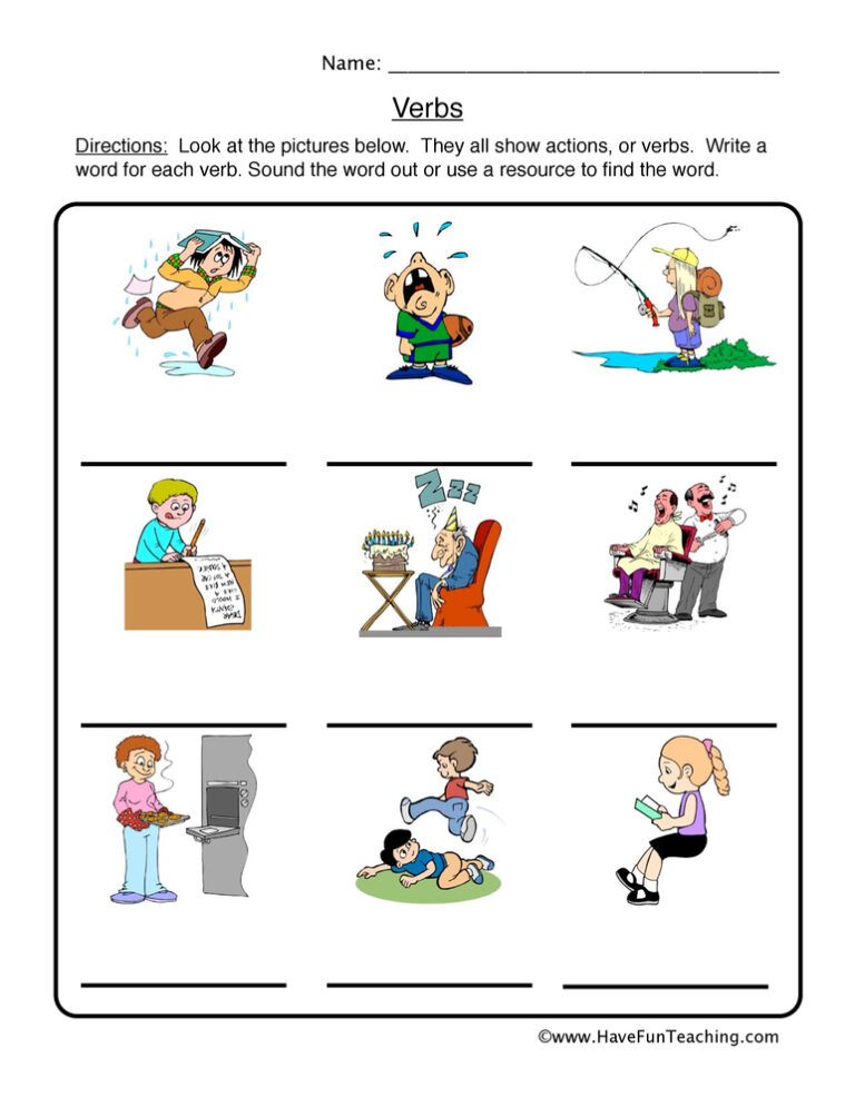 Write the Verb Verb Worksheet - Have Fun Teaching