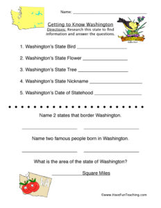 Washington Worksheet - Have Fun Teaching