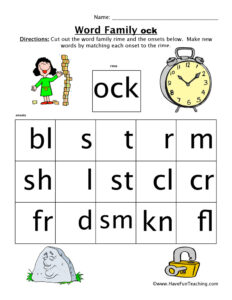 OCK Word Family Worksheet - Have Fun Teaching