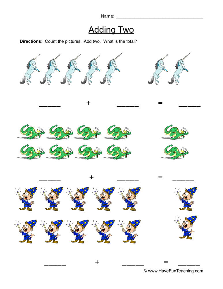 Adding Two Count the Pictures Worksheet - Have Fun Teaching