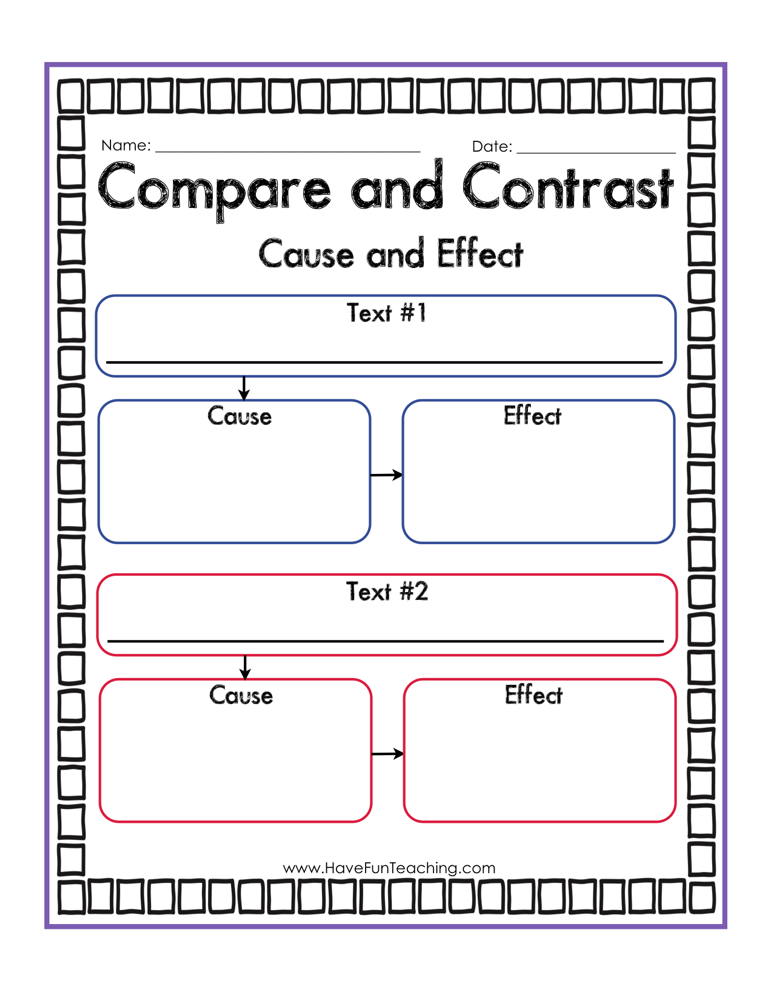 Cause And Effect Graphic Organizer First Grade